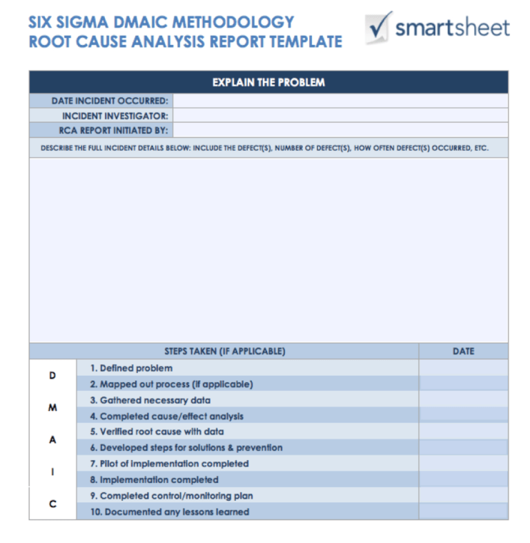 Free Lean Six Sigma Templates | Smartsheet throughout Dmaic Report ...