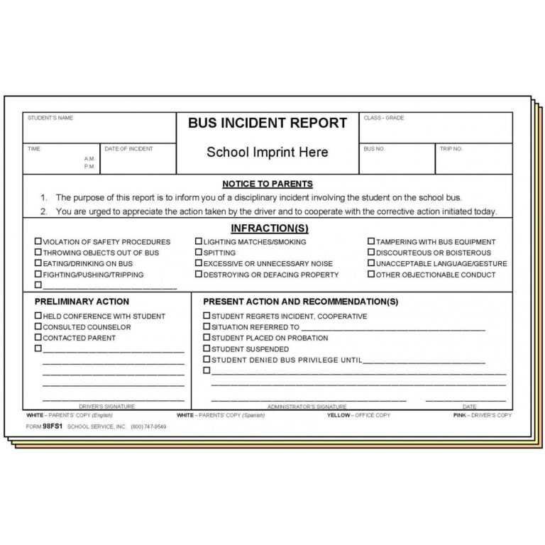 Bus Incident Report Form – Script with regard to School Incident Report ...