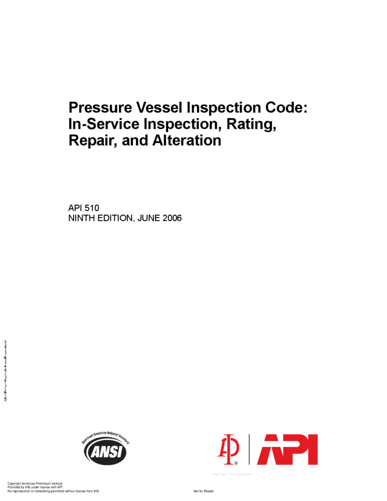 Api 510 – Pressure Vessel Inspection Code – Pressure Vessel intended ...