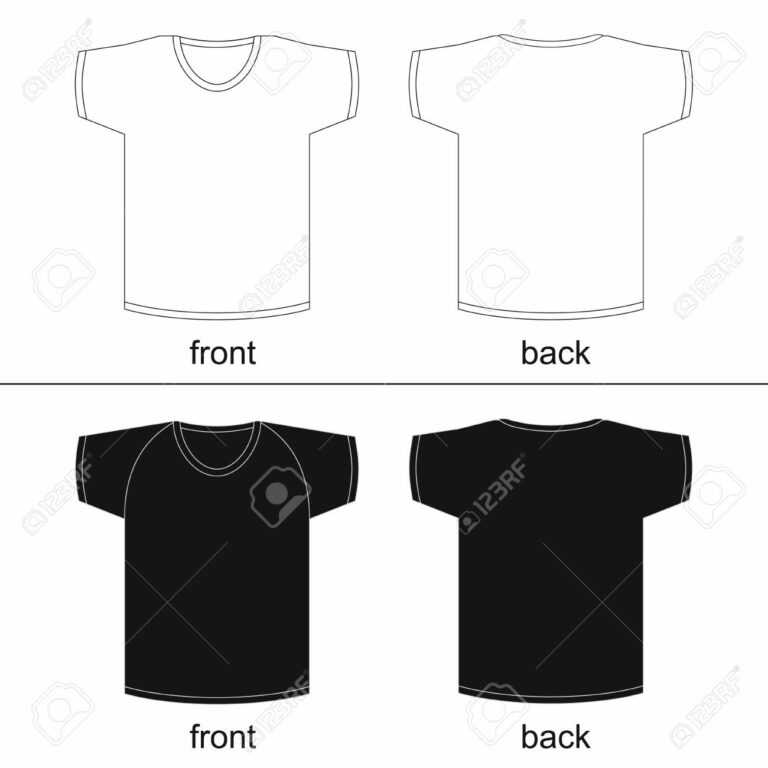 Blank T-Shirt Template. Front And Back, For Printable. Vector.. for ...