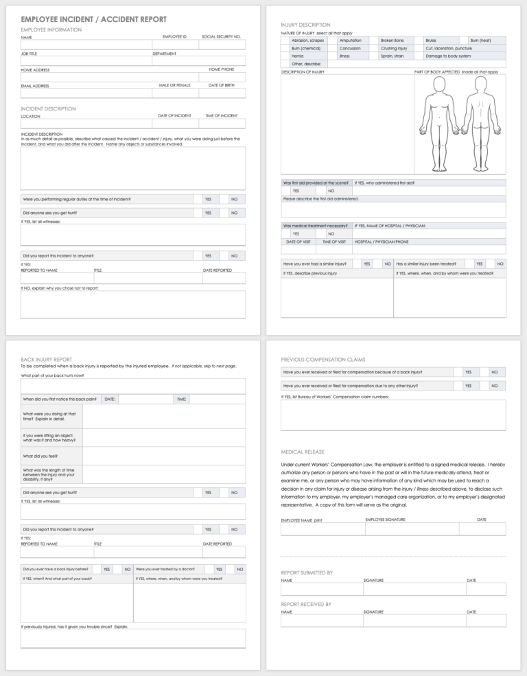 Free Workplace Accident Report Templates | Smartsheet within First Aid ...