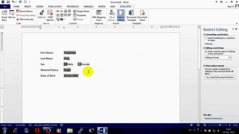 How To Create Fillable Form In Ms Word 2013 intended for How To Create ...