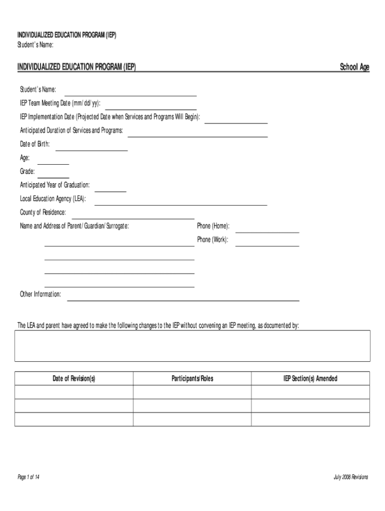 Iep Template – Fill Online, Printable, Fillable, Blank throughout Blank ...