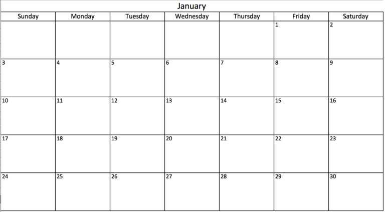 Monthly Calendar Excel Template – Printable Month Calendar within Blank ...