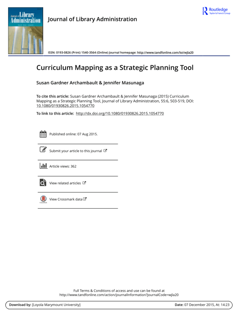 Pdf) Curriculum Mapping As A Strategic Planning Tool for Blank ...