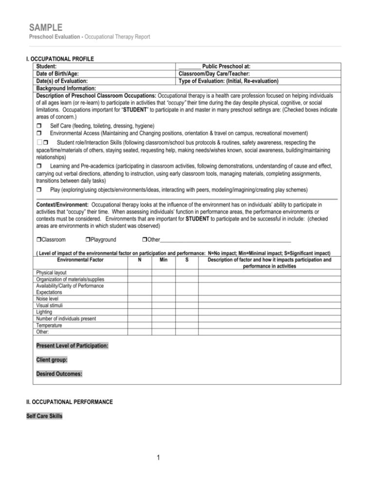 Sample template For Occupational Therapy Preschool Evaluation sample-template-for-occupational-therapy-preschool-evaluation
