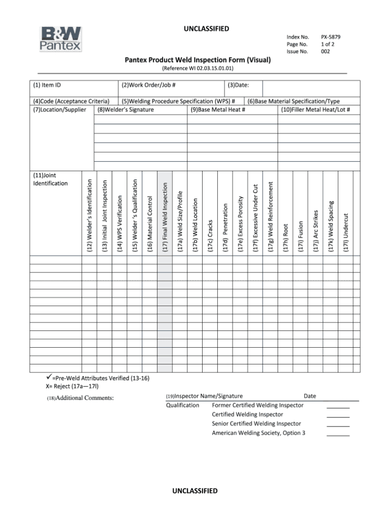 Weld Visual Inspection Checklist – Fill Out And Sign Printable Pdf ...